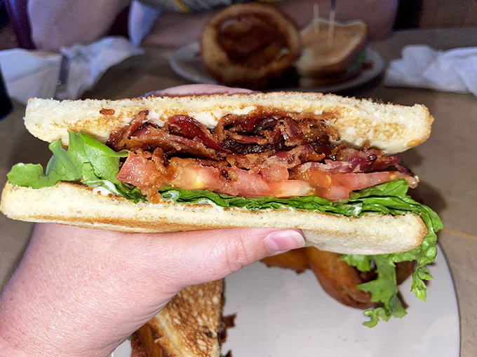 This isn't just a BLT&mdash;it's architecture. Perfectly toasted bread supporting the holy trinity of bacon, lettuce, and tomato in harmonious balance.