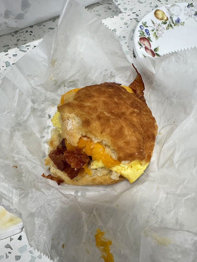 Simple pleasures done right &ndash; bacon, egg and cheese on a biscuit might be breakfast 101, but Sunrise turns this classic into a master class.