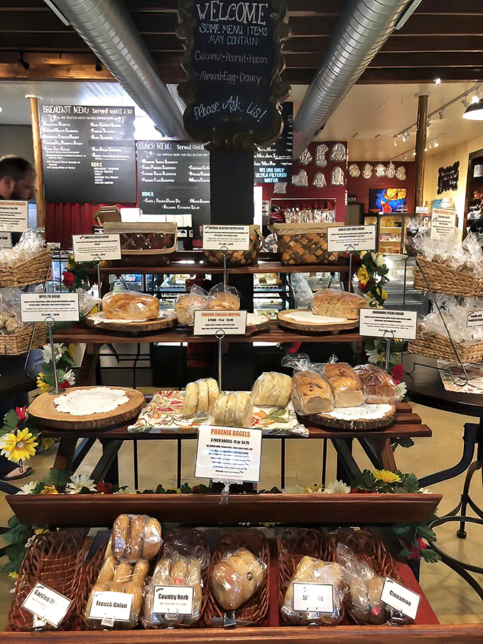 A bread display that's basically carbohydrate heaven&mdash;where "I'll just have one slice" becomes the biggest lie you'll tell yourself today.