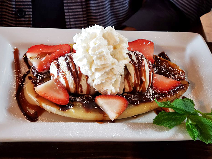 This isn&rsquo;t just dessert&mdash;it&rsquo;s a banana split that shouts sweet nothings. Strawberries, chocolate, and cream come together for the kind of finale worth saving room for.