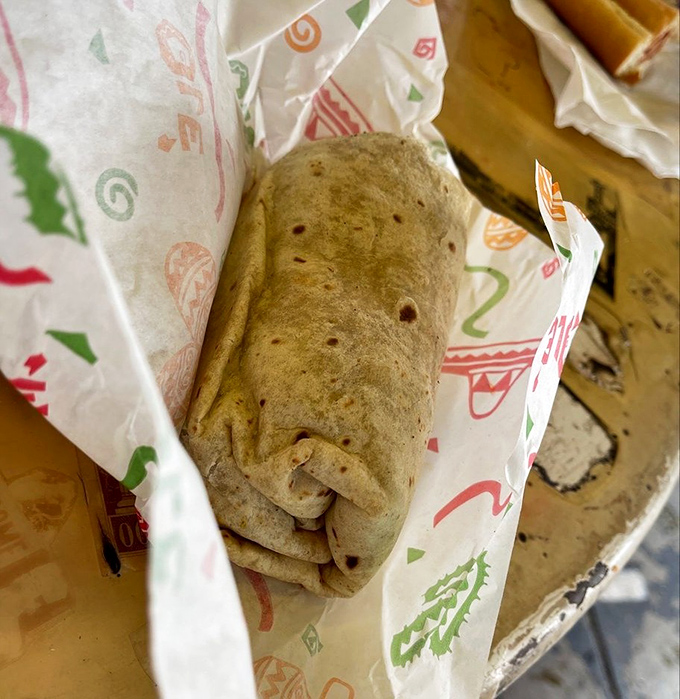 Wrapped like a present because that's exactly what it is. This burrito has been making road-weary travelers smile since the golden age of highways.