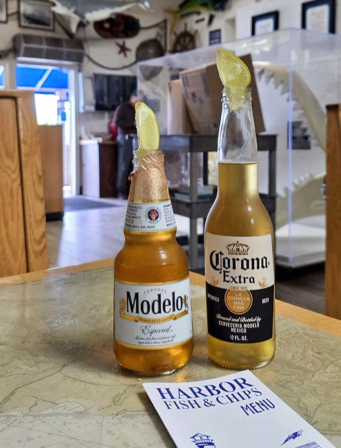 Cold Mexican beers with lime wedges&mdash;the perfect companions for seafood feasts and harbor views since the invention of both fishing and brewing.