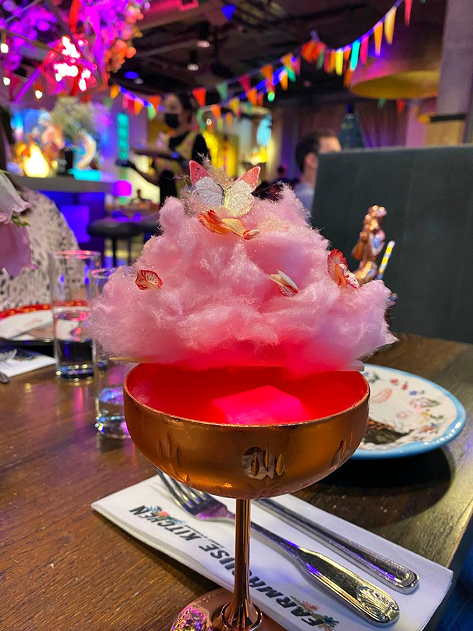 Not your average cocktail&mdash;this cotton candy concoction transforms from Instagram bait to serious libation when the liquid meets that fluffy pink cloud.