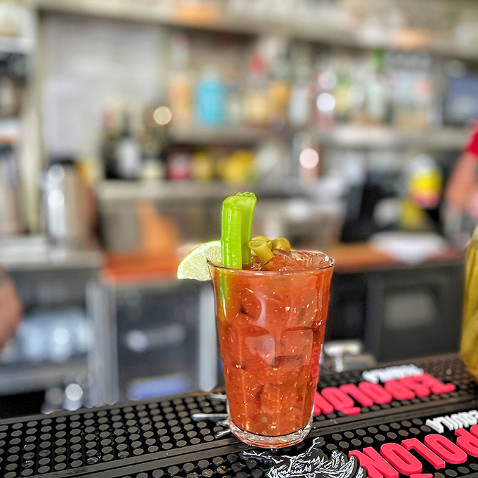Morning salvation in a glass. This Bloody Mary comes equipped with all the proper garnishes&mdash;the breakfast of champions who aren't in a hurry.