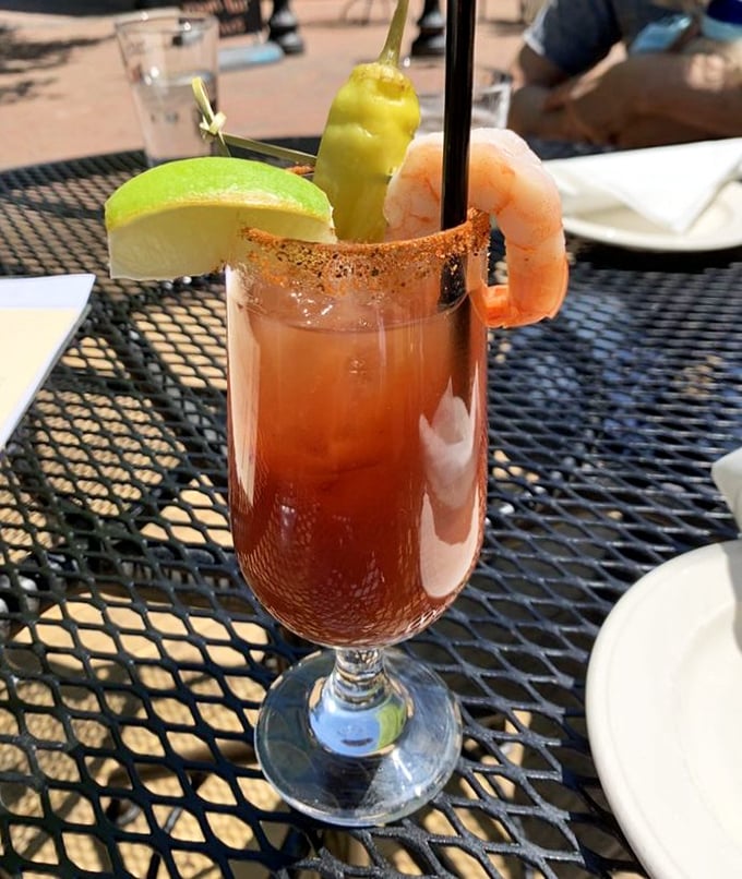 This isn't just a Bloody Mary&mdash;it's a meal in a glass, complete with a shrimp garnish that's practically waving hello as you take that first spicy sip.