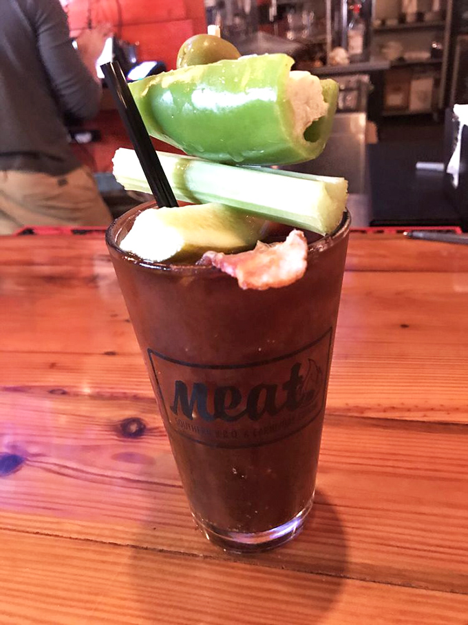 The Bloody Mary that eats like a meal. Garnished with enough vegetables to count as a salad, it's the perfect companion to smoked meats.