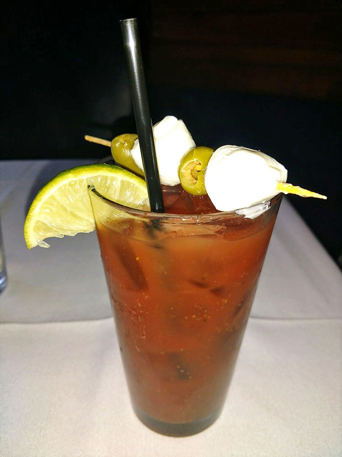 A Bloody Mary that's practically a meal, garnished with enough goodies to qualify as an appetizer. Sunday brunch's best friend.