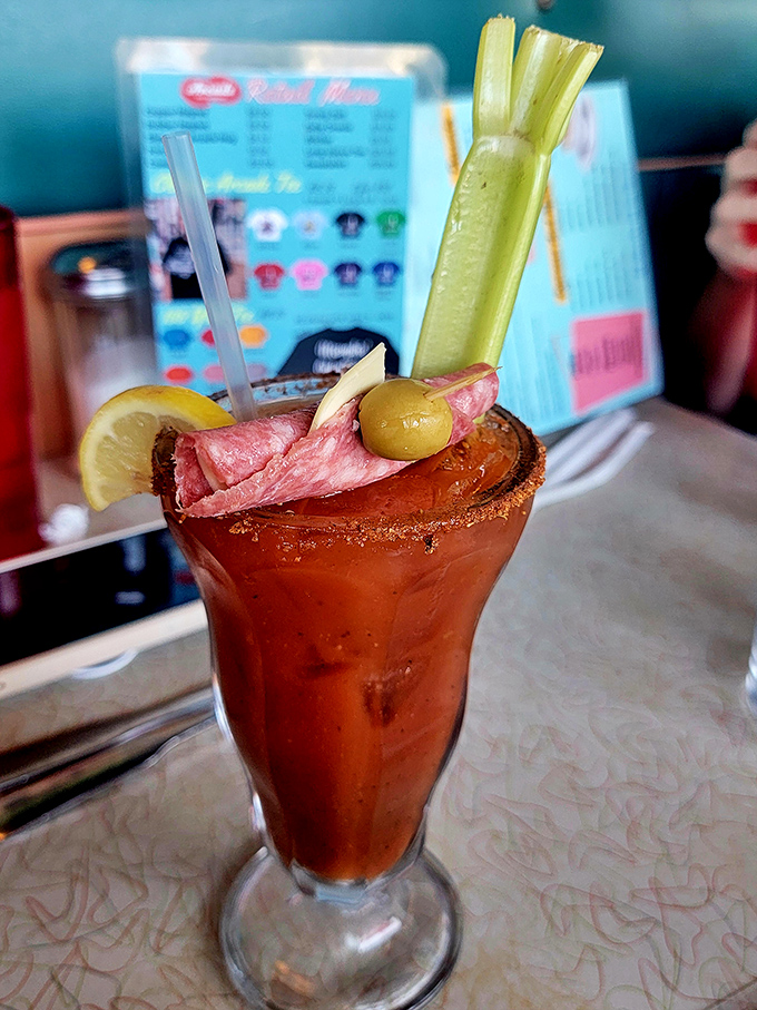 Their Bloody Mary isn't just a drink – it's a meal in a glass with enough garnishes to count as a small appetizer platter.