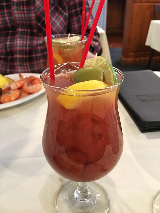 A Bloody Mary that's practically a meal unto itself, garnished with enough citrus to ward off any lingering weekend regrets.