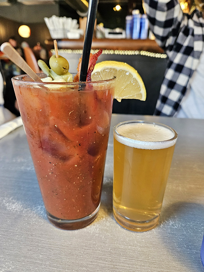 The Bloody Mary arrives with its own beer chaser&mdash;because in Wisconsin, one drink is merely a suggestion for another. Garnish game: expert level.