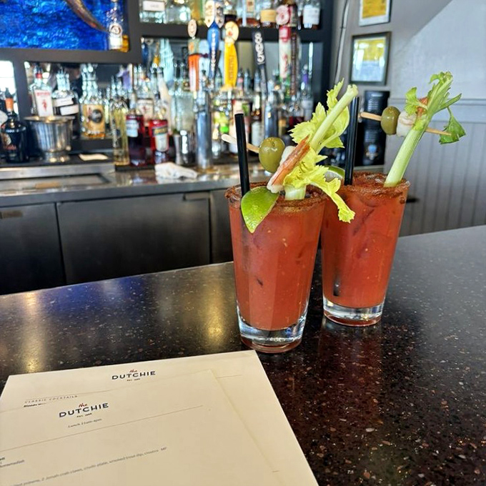 Bloody Marys garnished like seafood salad on a stick&mdash;the perfect morning-after remedy or pre-dinner appetite awakener.