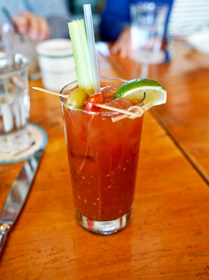 Their Bloody Mary comes fully loaded with garnishes and attitude&mdash;the perfect brunch companion or hangover cure after a night in WeHo.