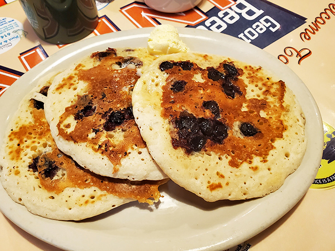 Blueberry pancakes with perfect golden edges and bursts of fruit&mdash;the kind that make you forget about every health food trend.
