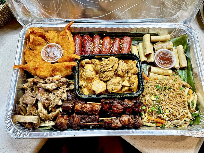 Behold the boodle platter&mdash;a feast fit for royalty. This aluminum tray contains more culinary diplomacy than the United Nations dining hall.