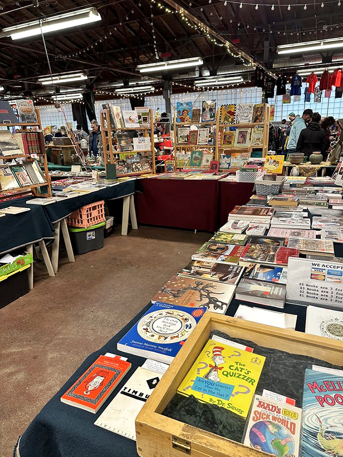 This book display is a literary buffet where Dr. Seuss rubs covers with vintage treasures &ndash; brain food that never expires.