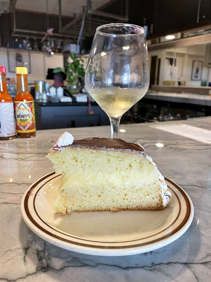 Boston Cream Pie that would make Bostonians hop on a flight to Florida. The perfect marriage of cake, custard, and chocolate deserves a toast.