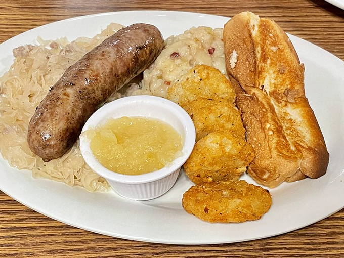 This bratwurst platter isn't just a meal, it's a commitment to excellence&mdash;and possibly a nap afterward. 