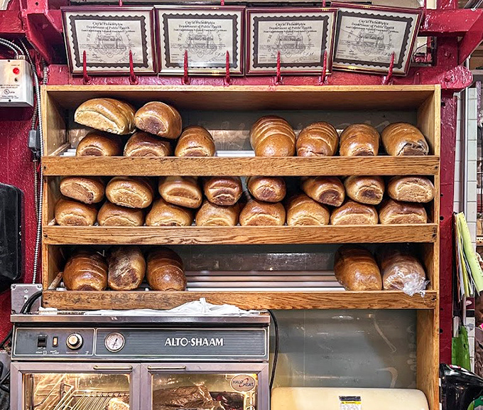 Fresh bagels and breads lined up like soldiers, ready to support whatever culinary magic awaits.