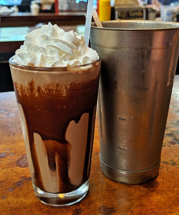 The milkshake that requires commitment &ndash; thick enough to need a spoon first, with that nostalgic metal mixing cup holding the encore.