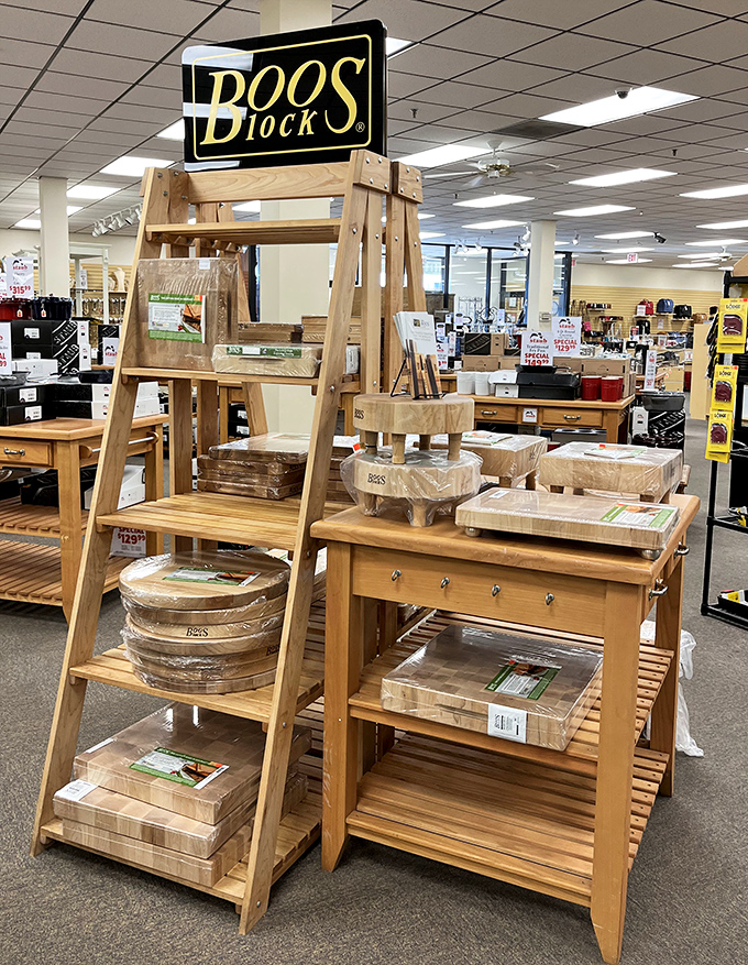 Boos Blocks cutting boards arranged like fine art&mdash;because at a certain age, quality kitchen tools become more exciting than new shoes.