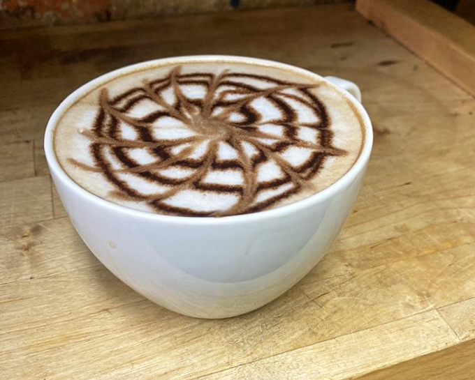 Coffee as art form. This cappuccino's spiral design suggests the barista might have missed their calling as a gallery artist.