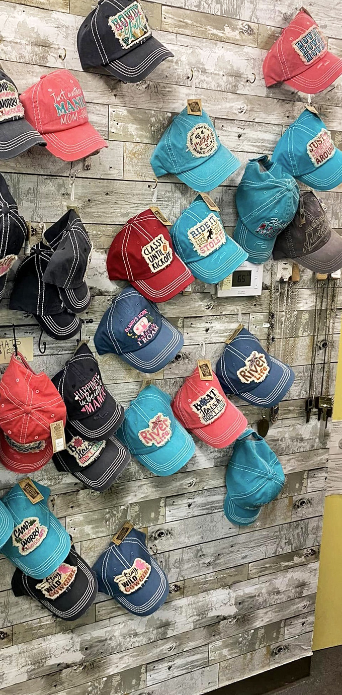 Hat-titude on display! These colorful caps with sassy sayings aren't just head coverings—they're personality statements waiting for their next adventure.