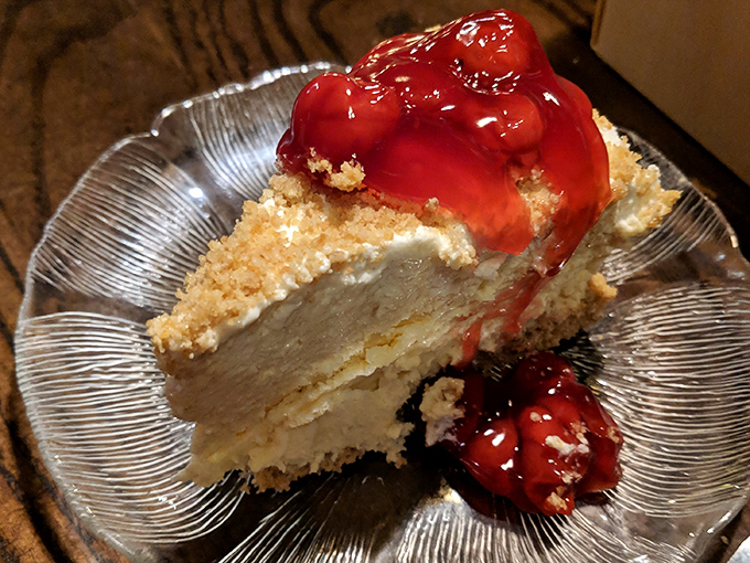 A slice of heaven topped with cherry bliss&mdash;proof that saving room for dessert is always the right decision.