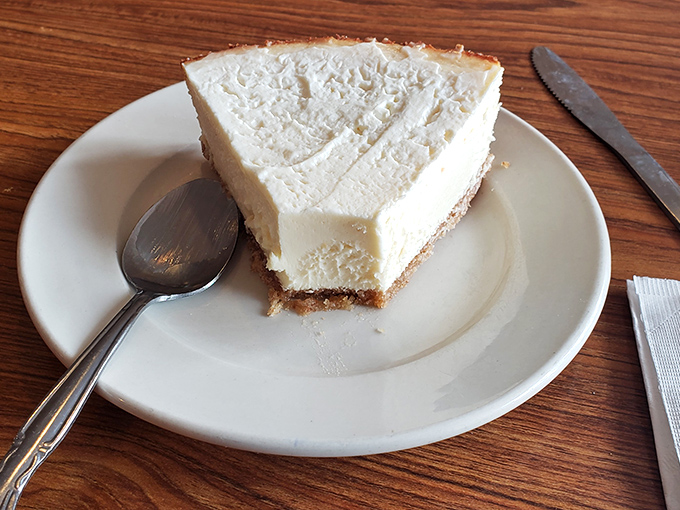 A slice of cheesecake so pristine it could make New Yorkers question their loyalty to their hometown version.