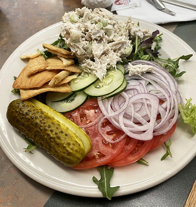 This isn't just chicken salad&mdash;it's a summer day on a plate. The cucumber slices and red onion rings are wearing their Sunday best for this occasion.