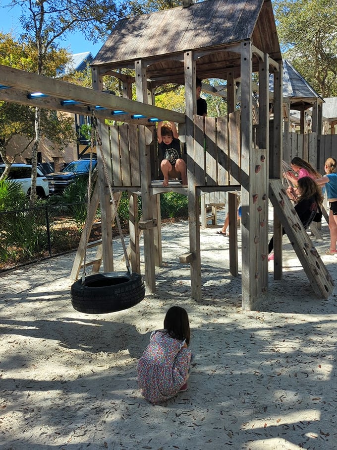Childhood unplugged&mdash;this wooden playground invites imagination and adventure without a single charging port in sight. Remember when fun didn't need batteries?