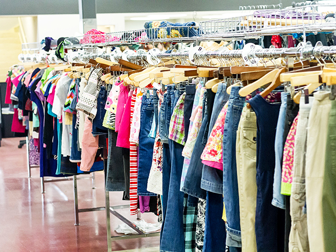 Children's clothes hang in neat rows, a kaleidoscope of tiny fashions that grow with your child's imagination but not your credit card bill.