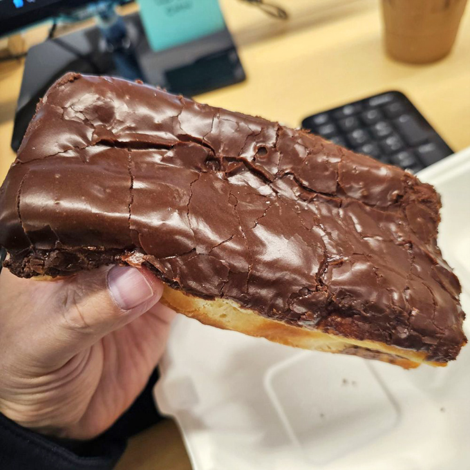 The chocolate bar donut&mdash;where excess meets necessity. When a regular chocolate donut just won't cut it, this is your nuclear option.
