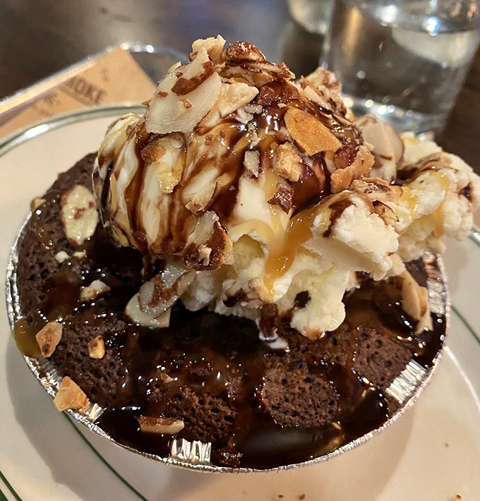 This chocolate lava cake with ice cream isn't just dessert; it's the encore after an already standing-ovation-worthy barbecue performance.