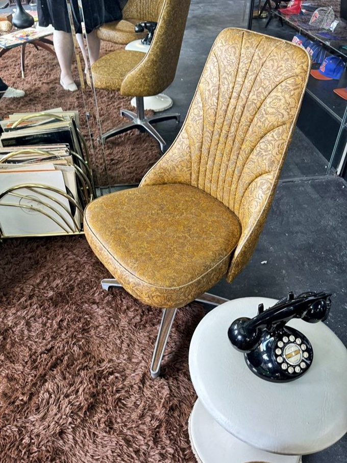 That golden chair looks ready for its close-up on "Antiques Roadshow" or someone's Instagram feed.