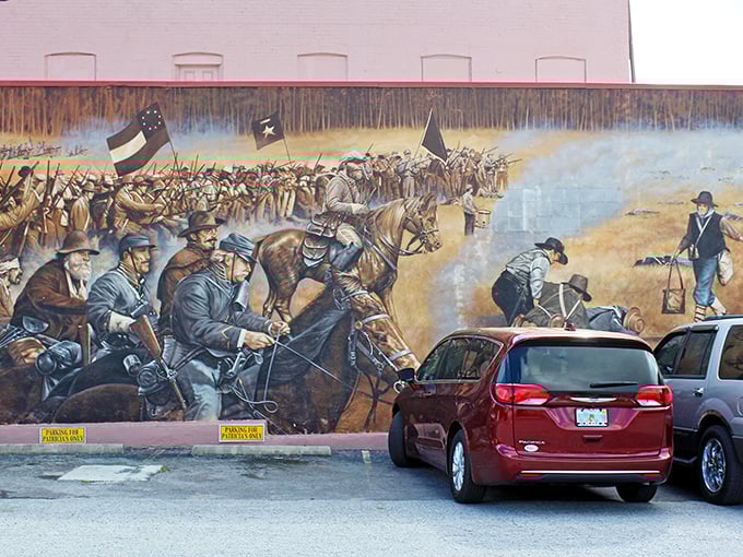 This Civil War mural doesn't just decorate a wall—it connects modern Brooksville to its complex past with brushstrokes more vivid than any textbook.