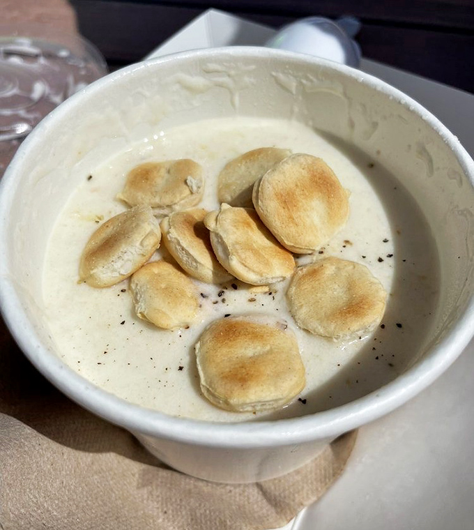 Clam chowder that doesn't hide behind excessive thickness. Each spoonful delivers the ocean's bounty in creamy, comforting perfection.