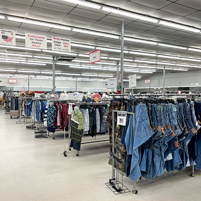 Thrifty Thursday promises 50% off deals, turning an already budget-friendly shopping trip into a legitimate financial victory lap.