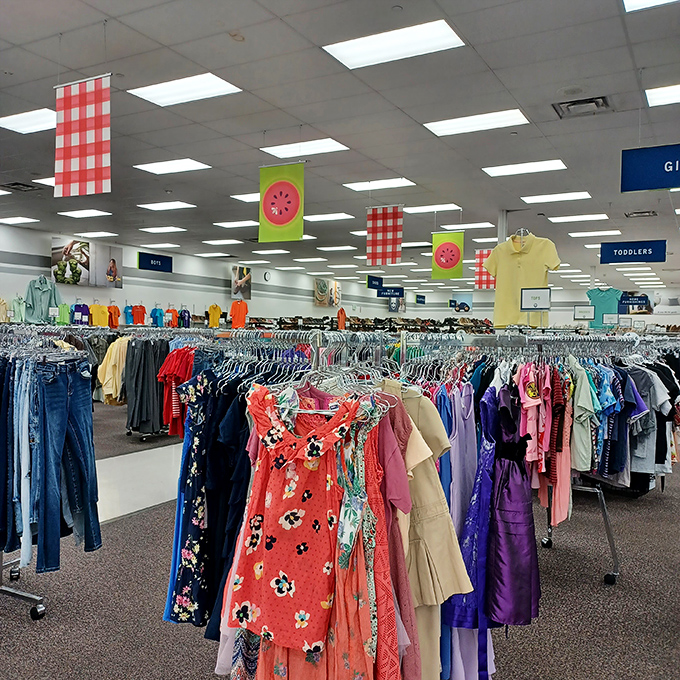 The children's clothing section: where tiny fashionistas can build a wardrobe that costs less than a single pair of designer sneakers.