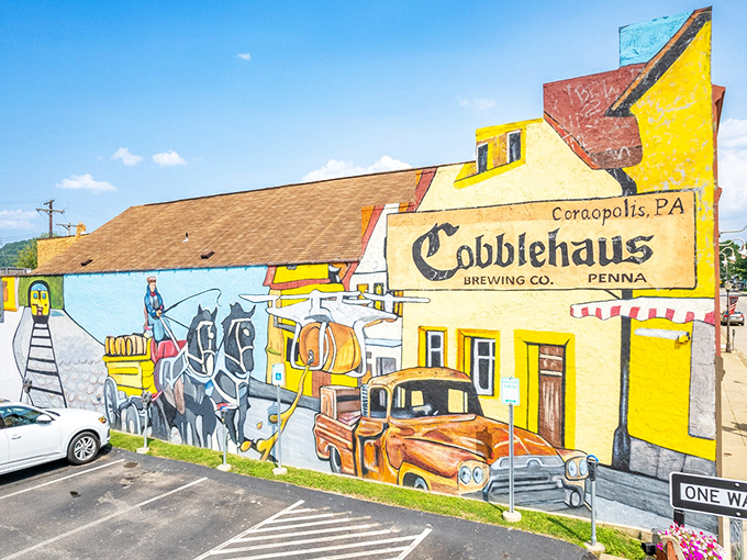 Cobblehaus Brewing Company's eye-catching mural celebrates the town's heritage while its craft beers toast its future—a perfect retirement watering hole.