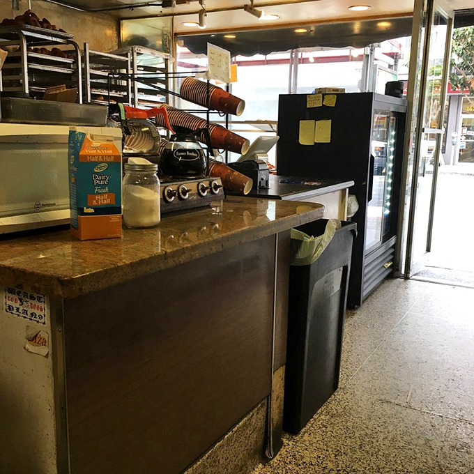 Behind every great donut is great coffee. This humble station fuels both the bakers and the bleary-eyed night owls seeking sugar.