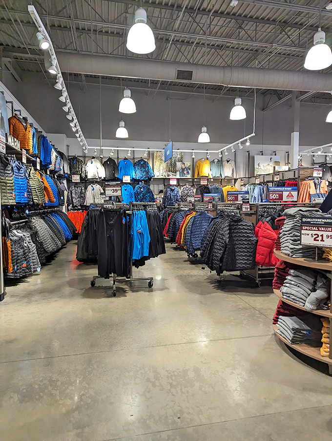 Columbia's outlet transforms everyday shoppers into outdoor adventurers, or at least people who look ready for adventure while grabbing groceries.