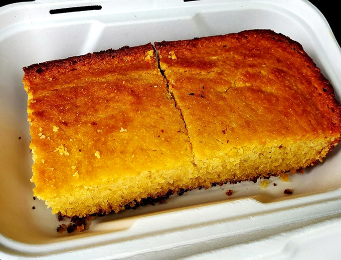 Cornbread that walks the perfect line between sweet and savory, with edges crisped to golden perfection. Butter not optional.