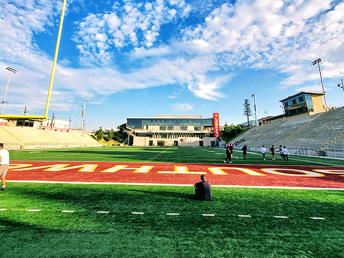 DeVore Stadium: where weekend warriors can reminisce about glory days while watching actual athletes with functioning knees.