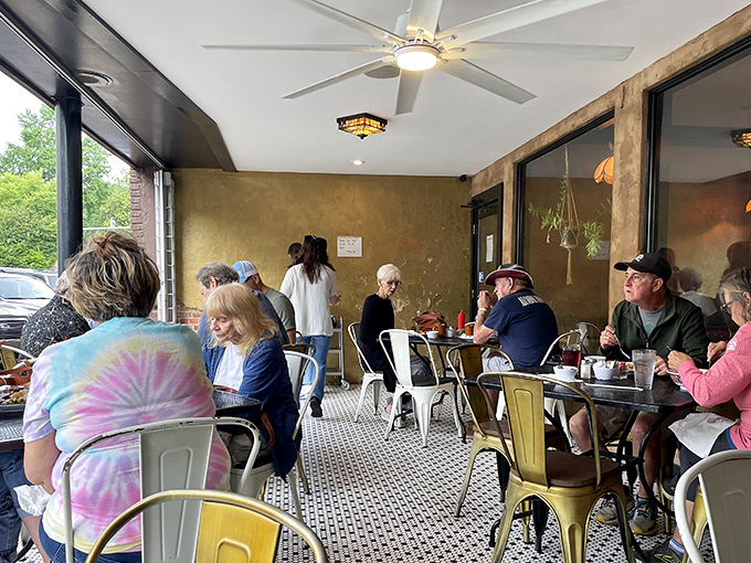 The outdoor seating area buzzes with the energy of people who've discovered something special &ndash; the universal language of good food bringing strangers together.