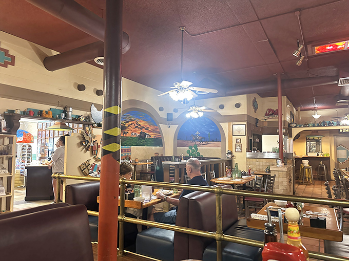 Where Southwestern charm meets breakfast enthusiasm. The murals and arches transform ordinary dining into a red rock breakfast adventure.