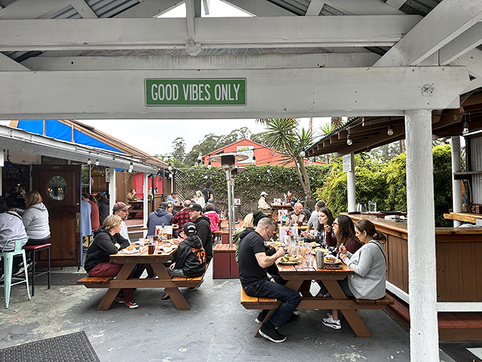 "Good Vibes Only" isn't just a sign&mdash;it's the unspoken rule at this outdoor gathering spot where strangers become friends over shared maple syrup.