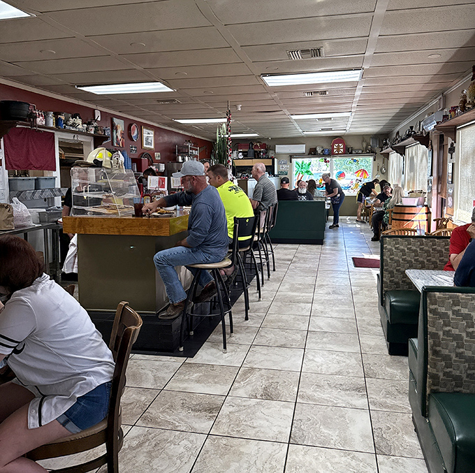 Happy diners proving that breakfast really is the most important meal for community bonding.