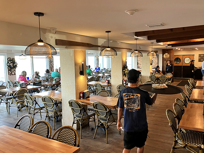 Modern coastal elegance meets old-school hospitality in a space designed for lingering over exceptional meals and conversations.