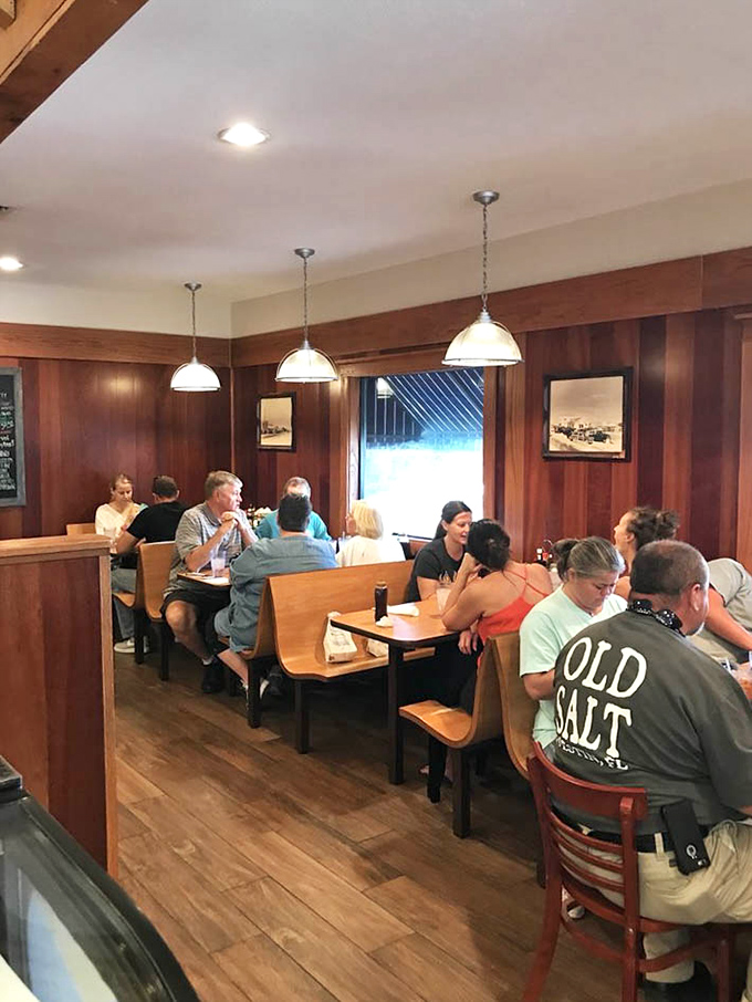 Where strangers become friends over shared appreciation of perfectly cooked eggs. That "Old Salt" shirt says it all&mdash;this is where the locals and smart tourists mingle.