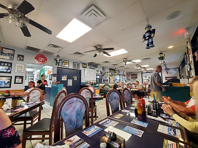 Where conversations and coffee flow freely beneath ceiling fans and nostalgic décor—the restaurant equivalent of a warm hug.